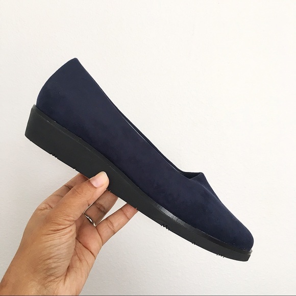 AEROSOLES | Shoes | Aerosoles Sideways Navy Blue Suede Wedge Loafers ...